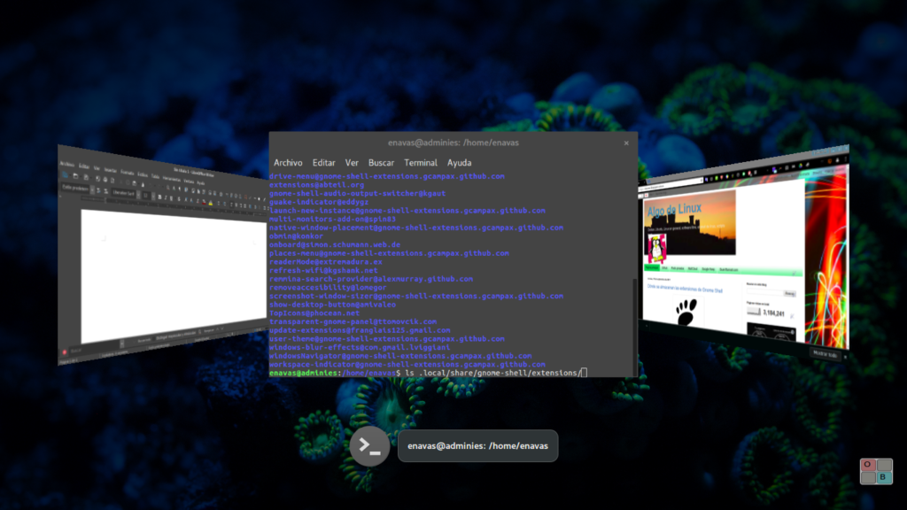 Coverflow Alt+Tab - GNOME Shell Extensions - Algo de Linux